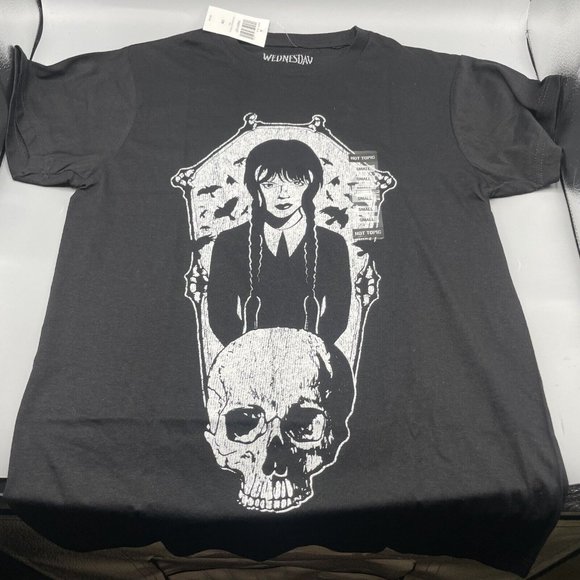 Wednesday | Tops | Wednesday Addams T Shirt Coffin Skull Boyfriend Fit ...